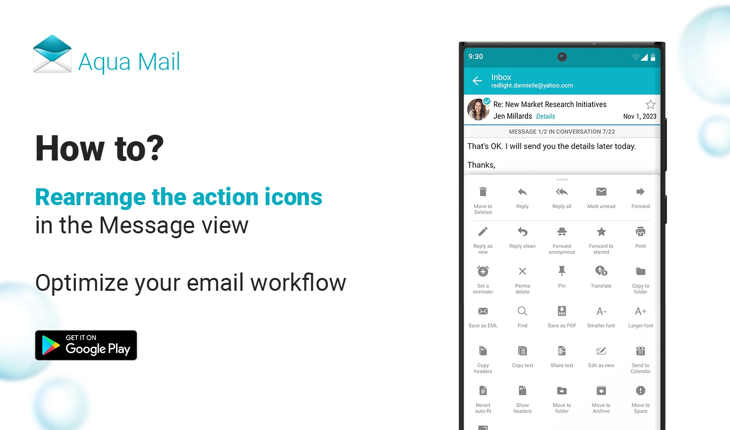 Unlocking Efficiency: Rearrange Action Icons in Aqua Mail Message View